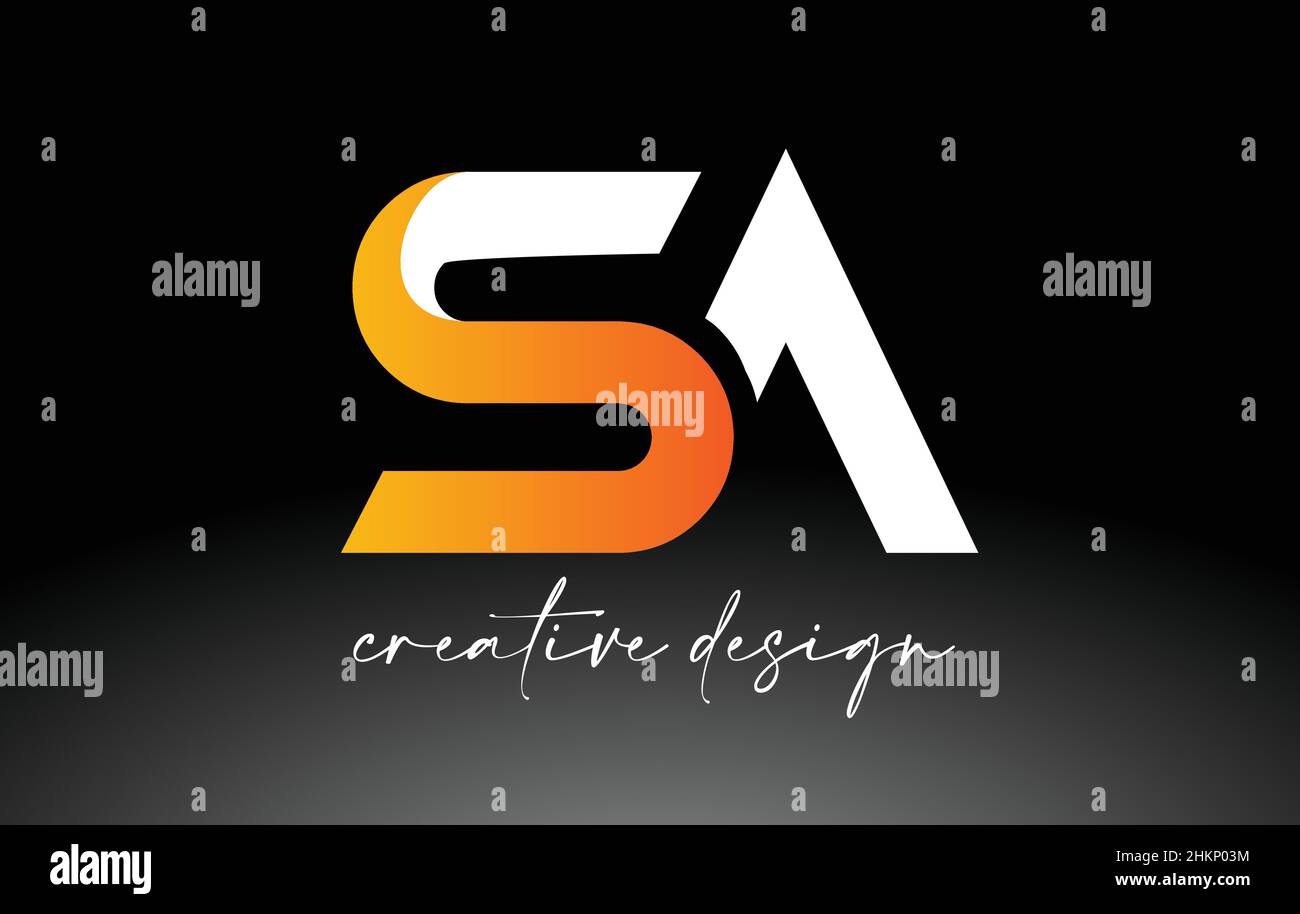 SA Letter Logo with White Golden Colors and Minimalist Design Icon ...