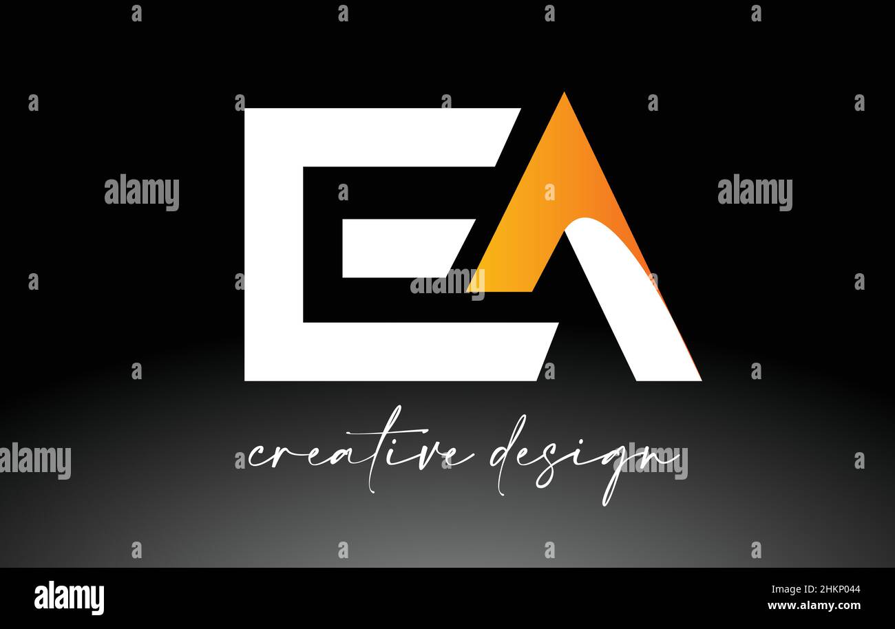 EA Letter Logo with White Golden Colors and Minimalist Design Icon ...