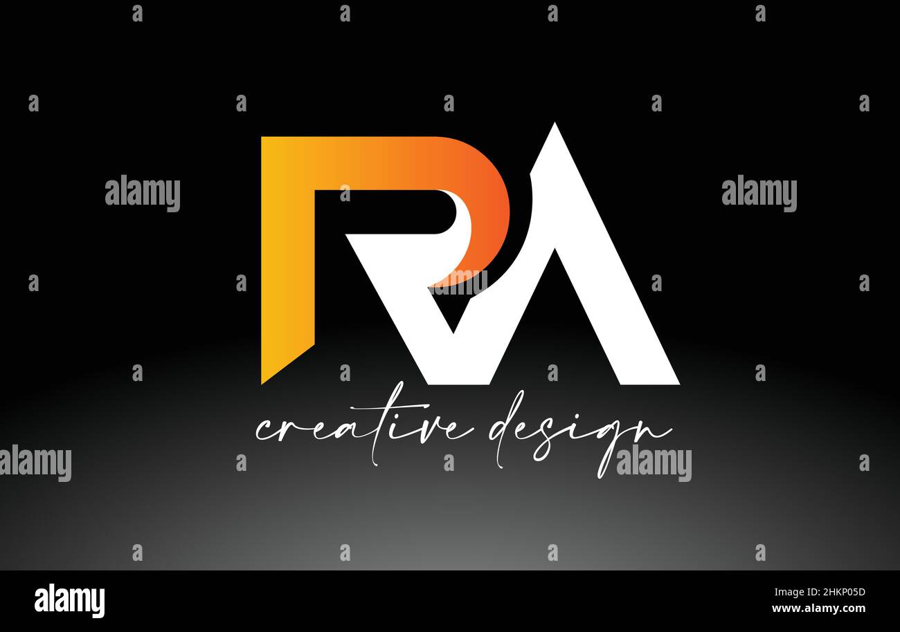 RA Letter Logo with White Golden Colors and Minimalist Design Icon ...