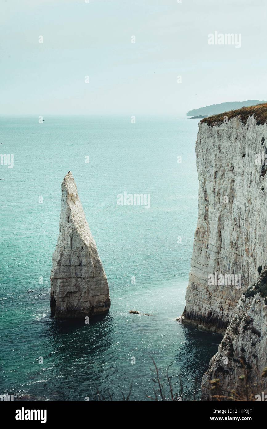 Vertical shot of Old Harry Rocks. UNESCO World Heritage Site. Southern ...