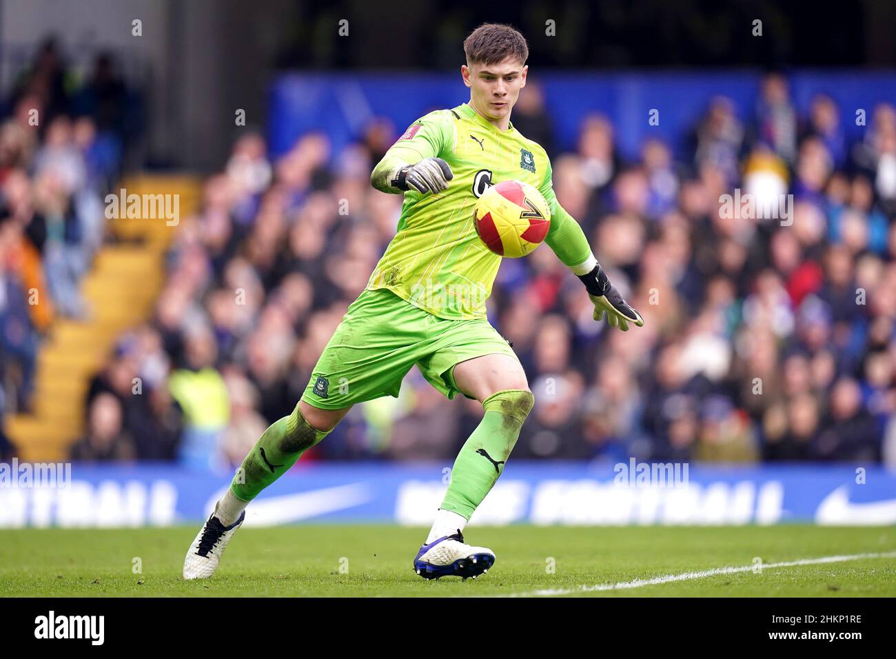 Plymouth Argyle goalkeeper Michael Cooper clears the ball during the ...