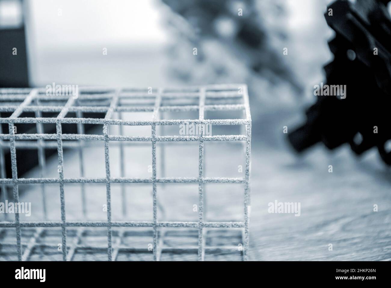 Gray model camera shutter printed on 3d printer from powder close-up ...