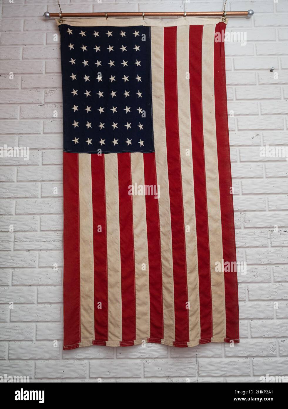 American flag with 48 stars on display at the Range Riders Museum in ...