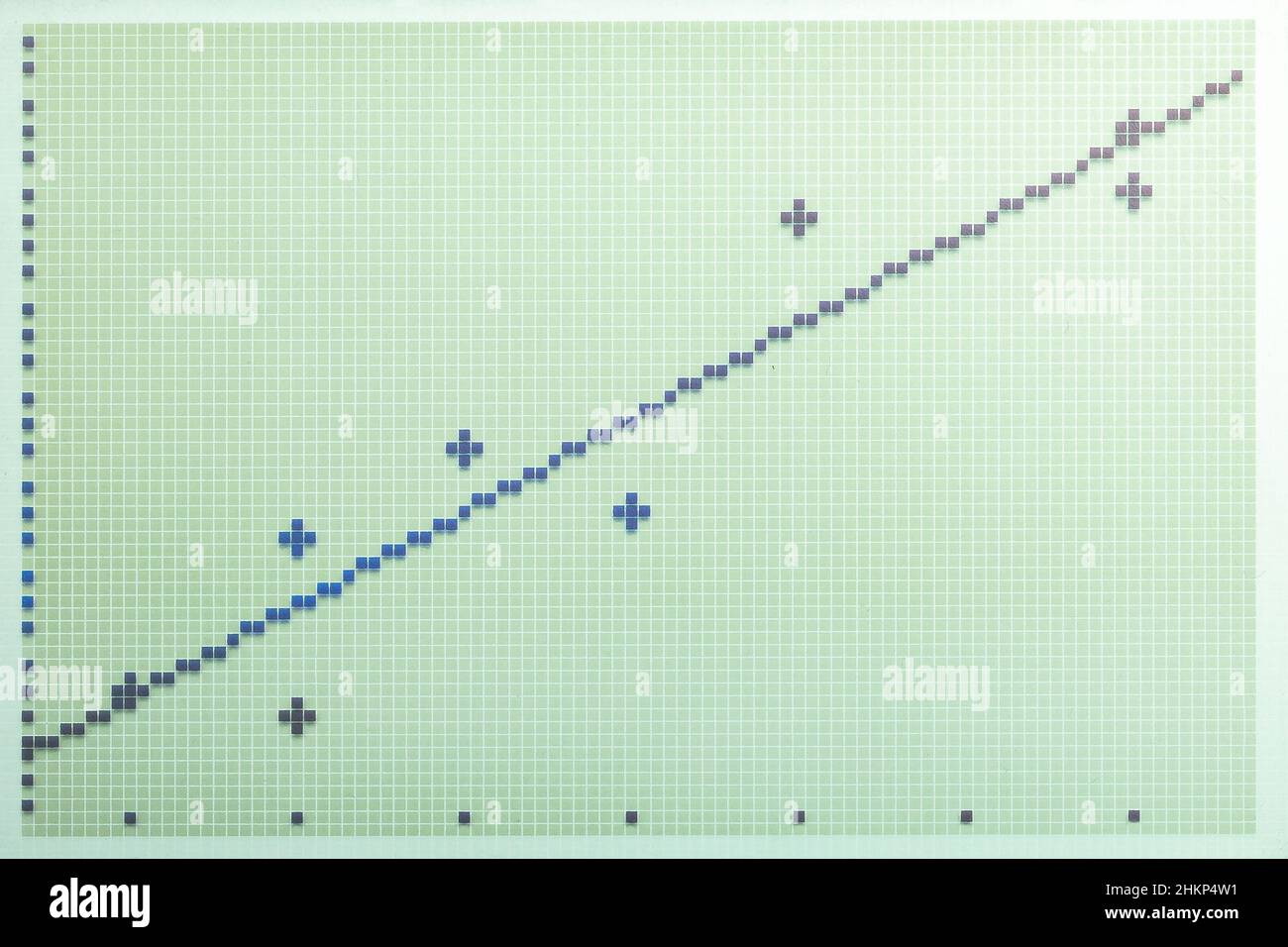 Linear regression line on a retro graphical calculator LCD screen ...