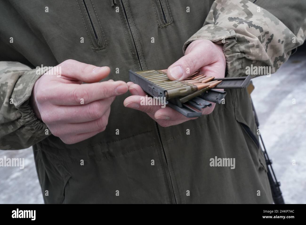 Obukhiv, Ukraine. 5th Feb, 2022. Civilian volunteers of the Obukhiv ...