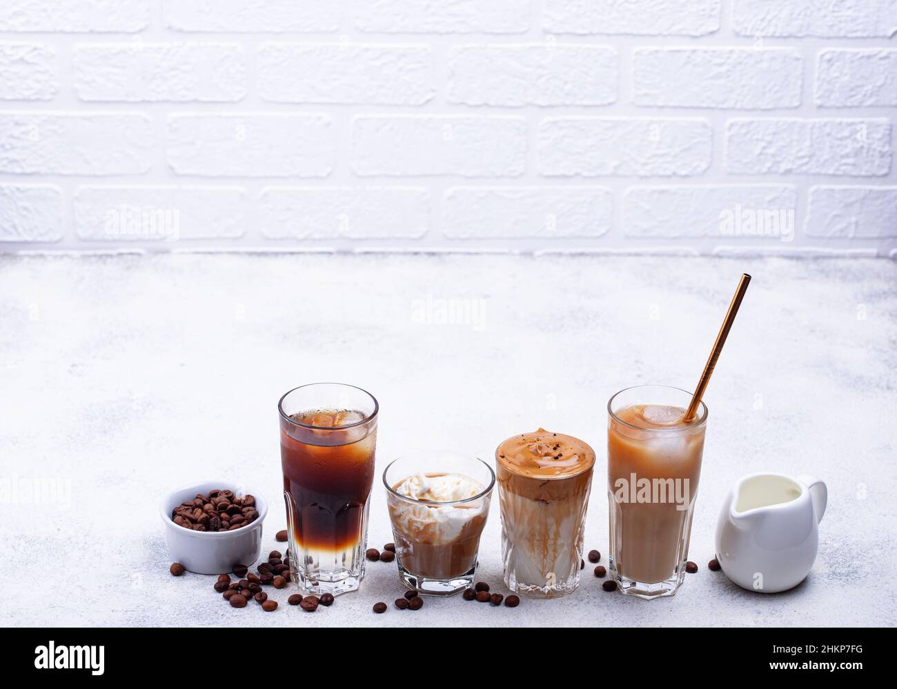 Different trendy cold coffee drink Stock Photo - Alamy