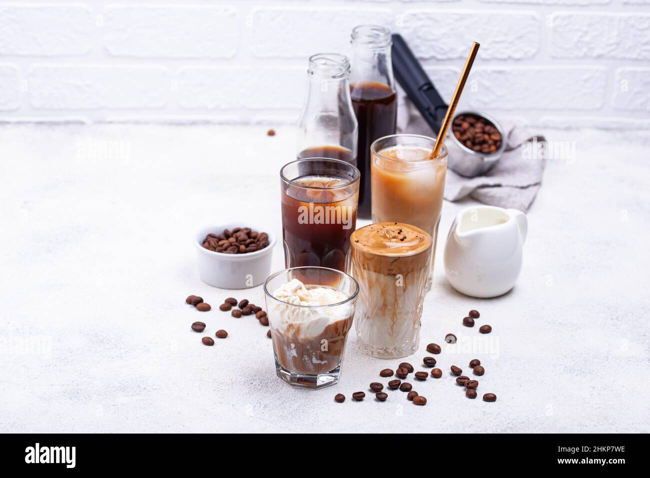 Different trendy cold coffee drink Stock Photo - Alamy