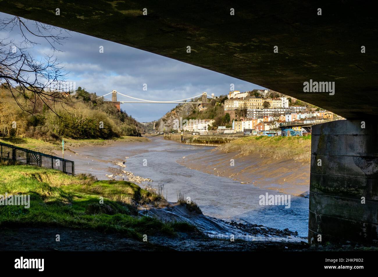 The Clifton Suspension Bridge from beneath the Cumberland Basin road ...