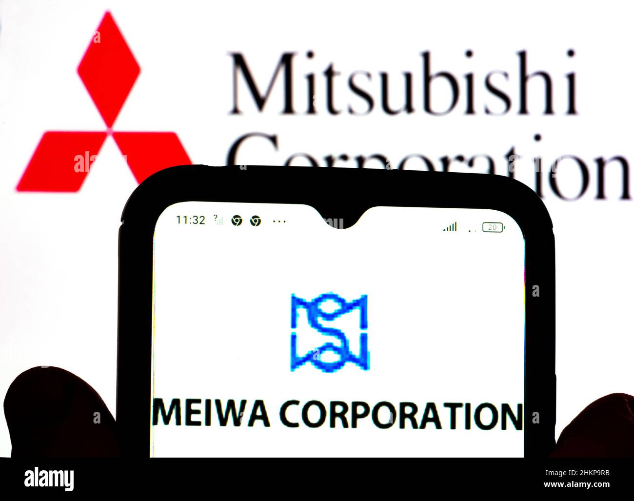 In this photo illustration, the Meiwa Corporation logo is displayed on ...