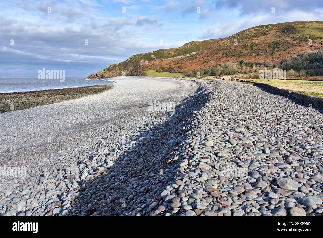 The three mile long shingle and boulder ridge of Bossington Beach in ...