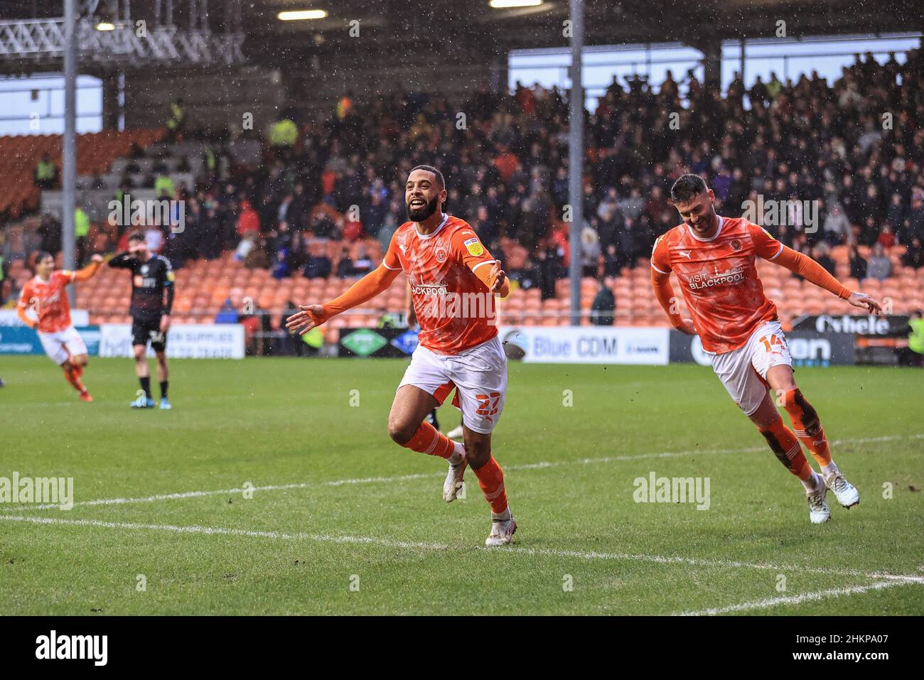 CJ Hamilton #22 of Blackpool celebrates his goal to make it 1-0 Stock ...