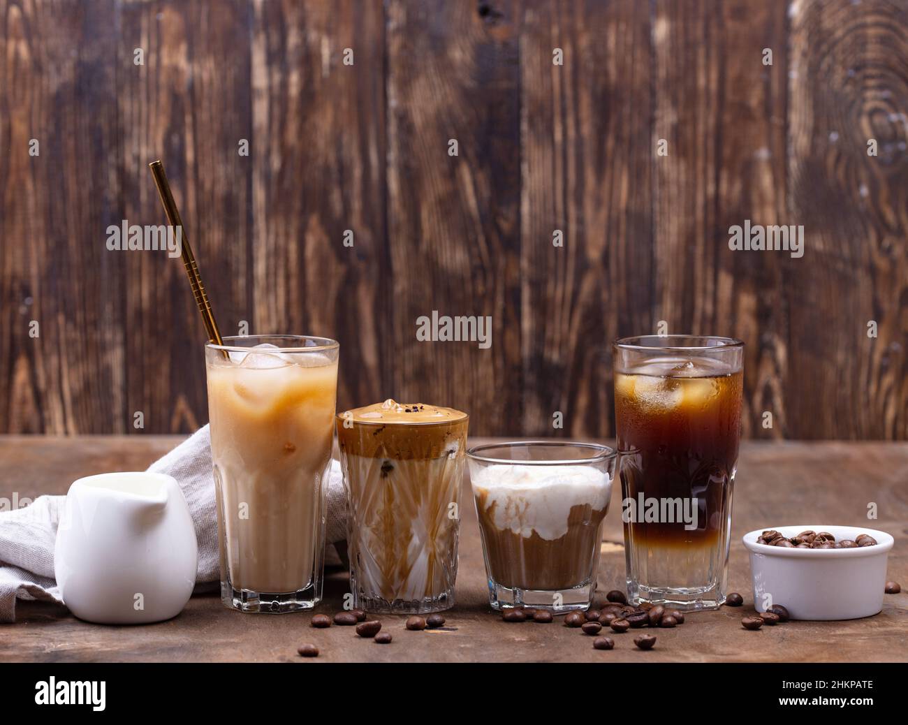 Different trendy cold coffee drink Stock Photo - Alamy