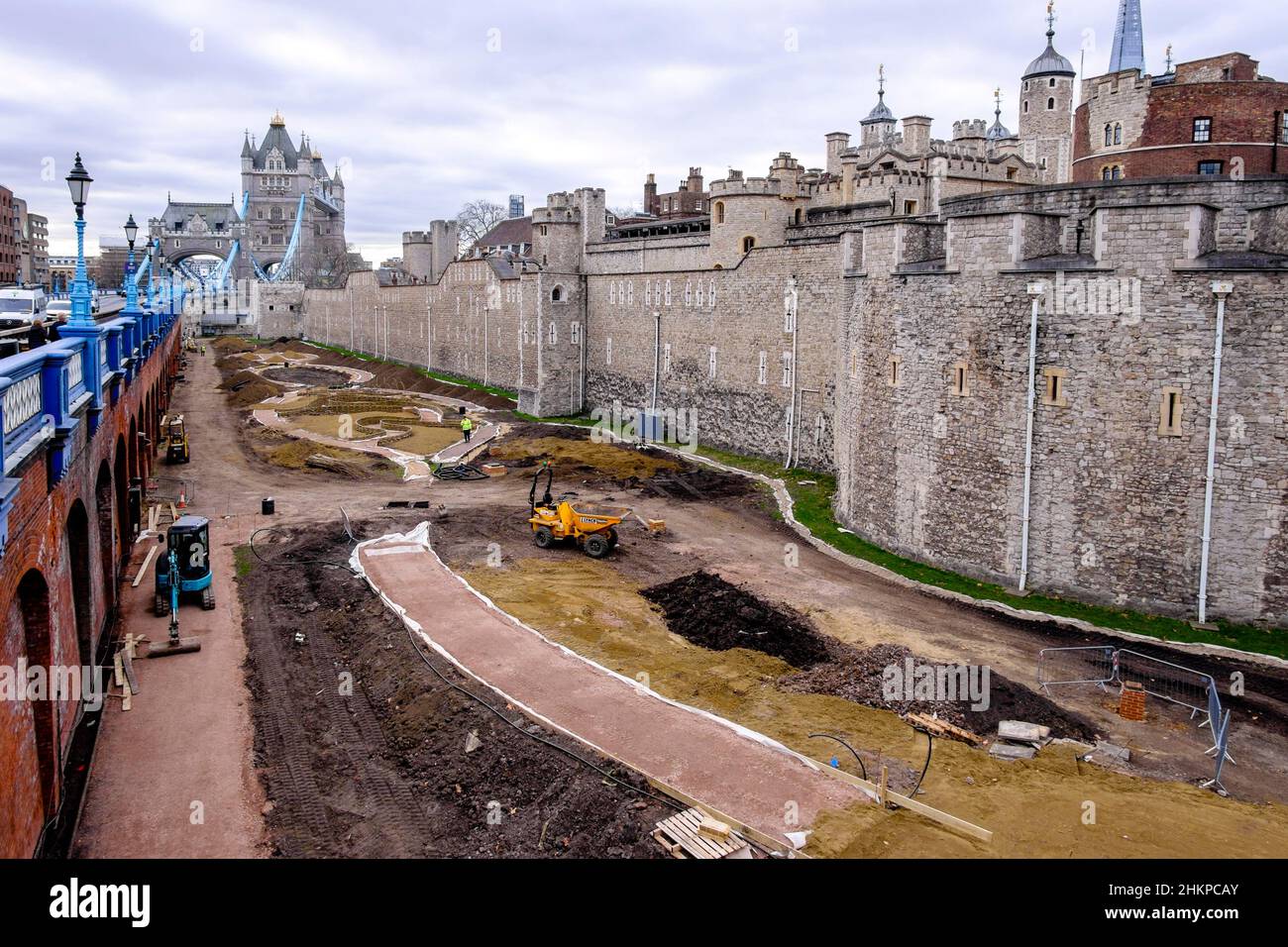 The Tower of London moat being landscaped for Superbloom. (images ...