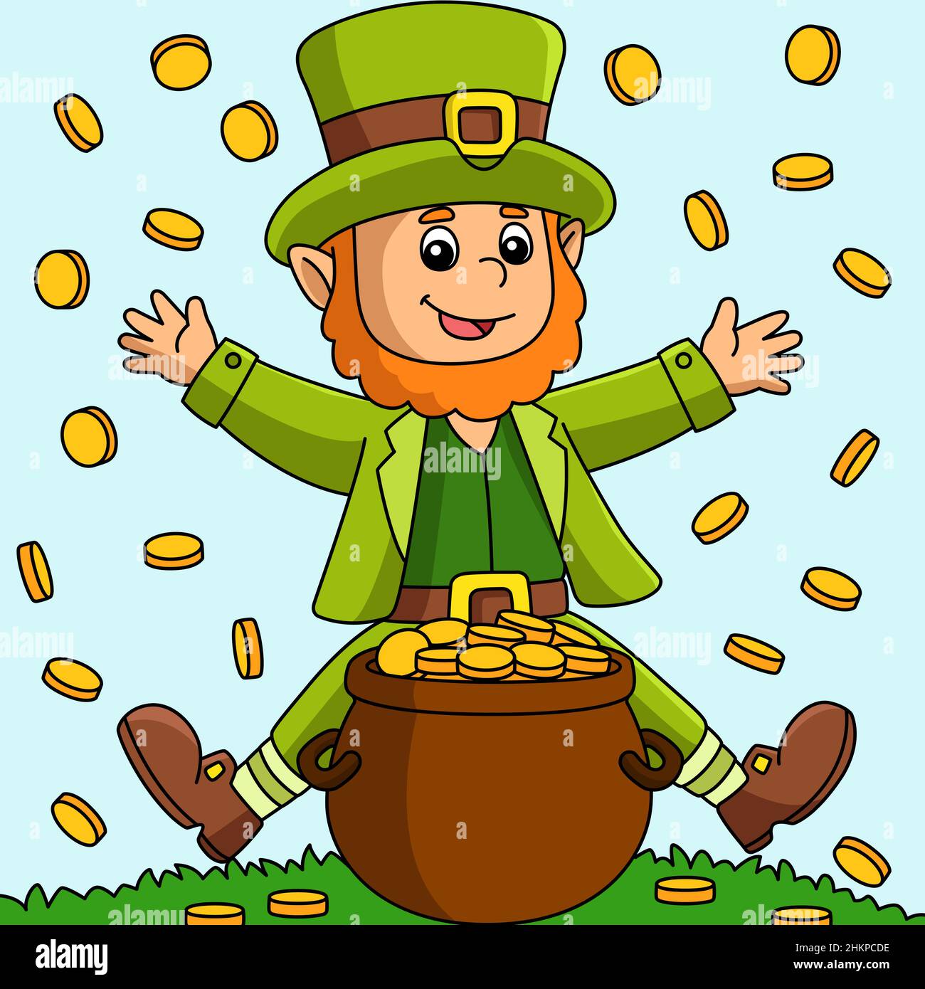 St. Patricks Day Leprechaun Cartoon Vector Colored Stock Vector Image ...