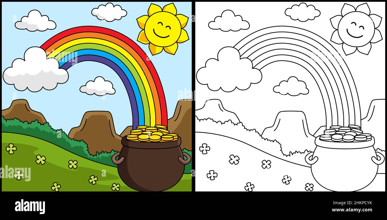 St. Patricks Day Rainbow Coloring Page Vector Stock Vector Image & Art ...