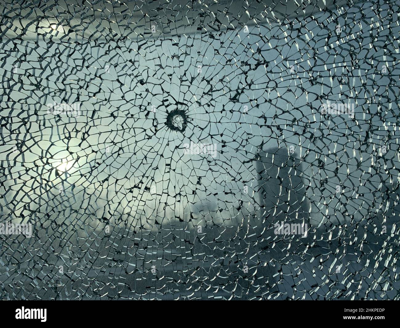 Broken window background. Blurred view from it Stock Photo - Alamy