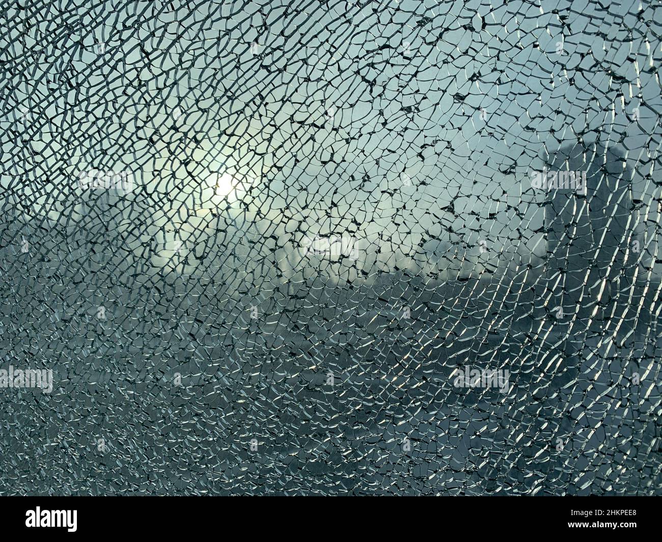 Broken window background. Blurred view from it Stock Photo - Alamy