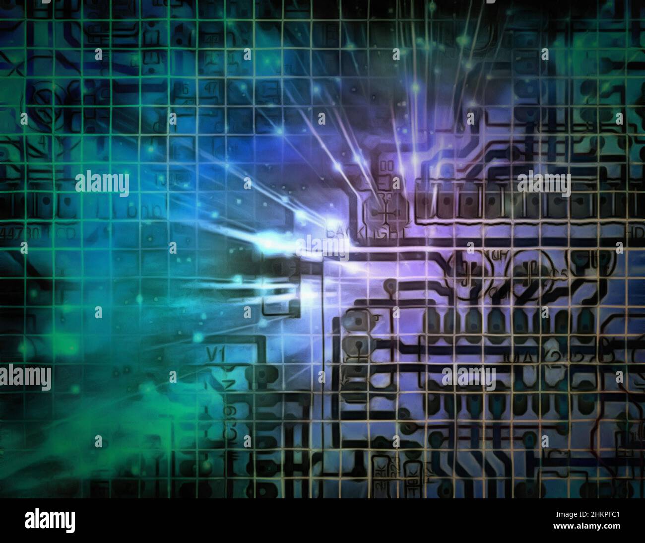 Abstract painting. Main board. Electronic circuit. 3D rendering Stock ...