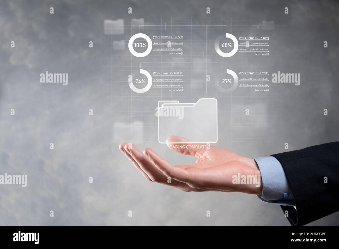 Business developer hand using board framework on virtual modern computer showing innovation ...