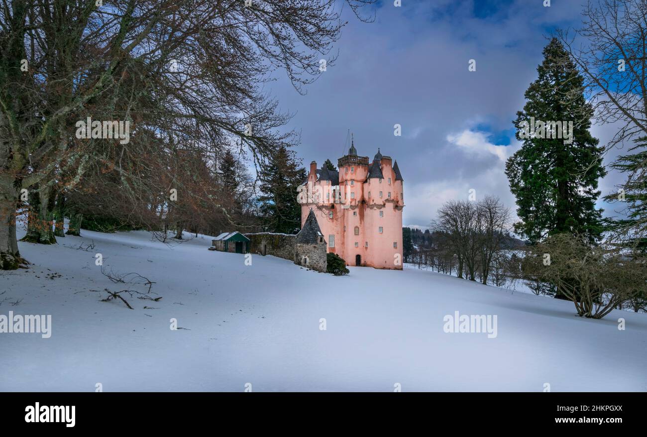 CRAIGIEVAR CASTLE ABERDEENSHIRE SCOTLAND WINTER AND THE PINK CASTLE AND ...