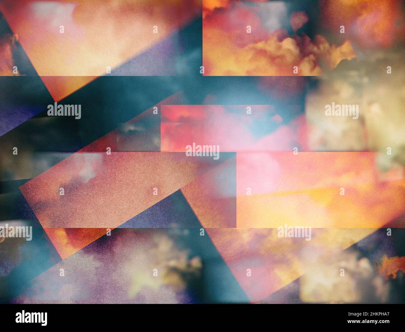 Colorful clouds with overlapping rectangular layers. 3D rendering Stock ...