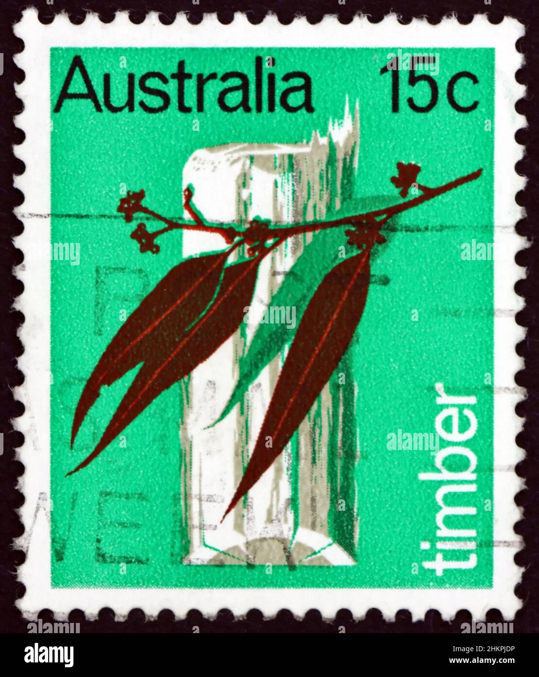 AUSTRALIA - CIRCA 1969: a stamp printed in Australia shows eucalyptus ...