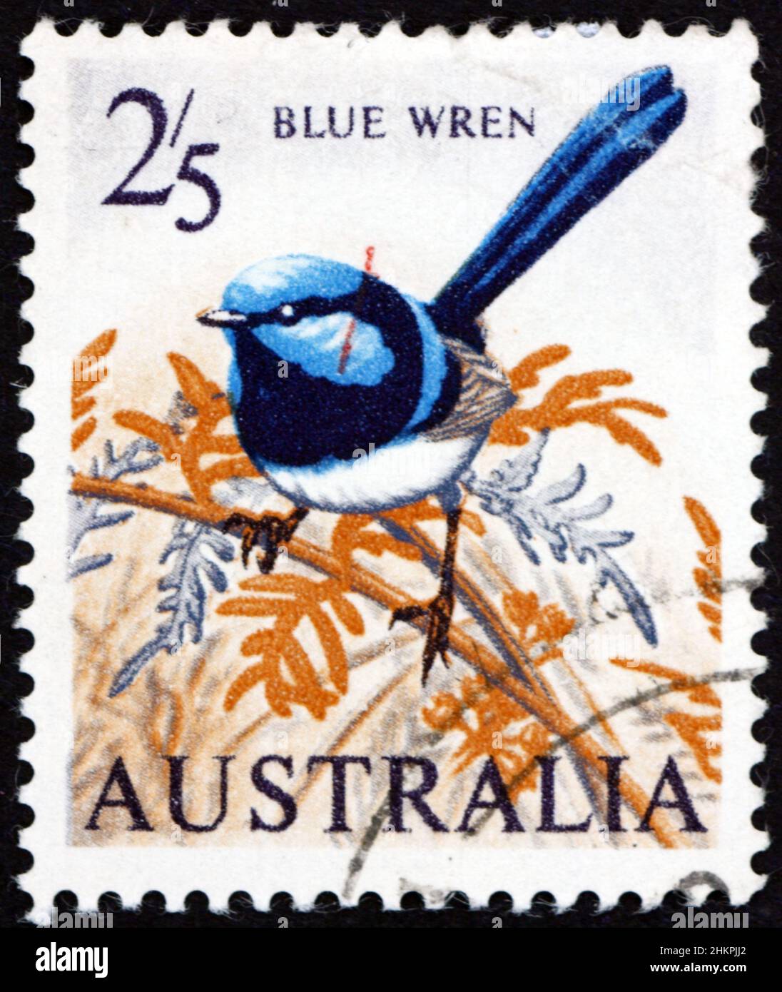 AUSTRALIA - CIRCA 1964: a stamp printed in Australia shows blue wren ...