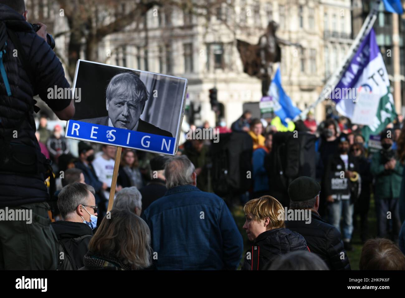 Parliament Square, London, UK. 5 February 2022. Make Votes Matter ...