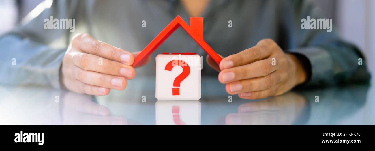 Real Estate House Question Mark And Mortgage Confusion Stock Photo - Alamy