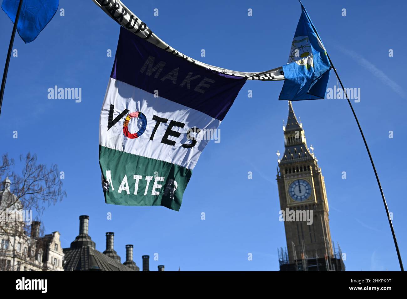 Parliament Square, London, UK. 5 February 2022. Make Votes Matter ...