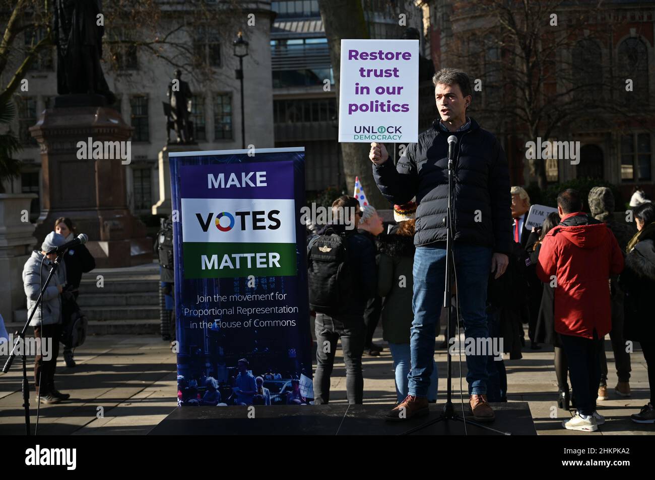 Parliament Square, London, UK. 5 February 2022. Speakers Tom Brake at ...