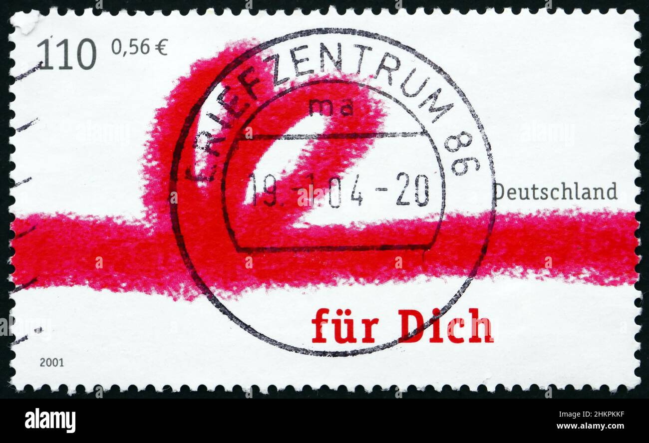 GERMANY - CIRCA 2001: a stamp printed in Germany shows heart, greetings ...
