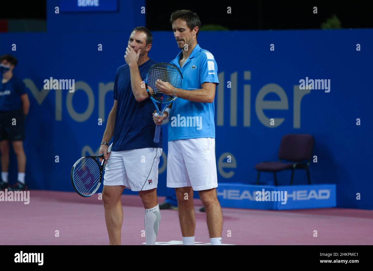 Edouard Roger-Vasselin of France and Jonathan Erlinch of Israel during ...