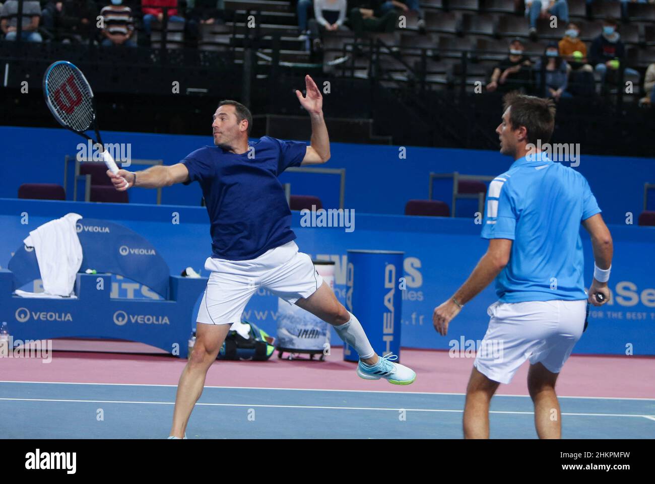 Edouard Roger-Vasselin of France and Jonathan Erlinch of Israel during ...