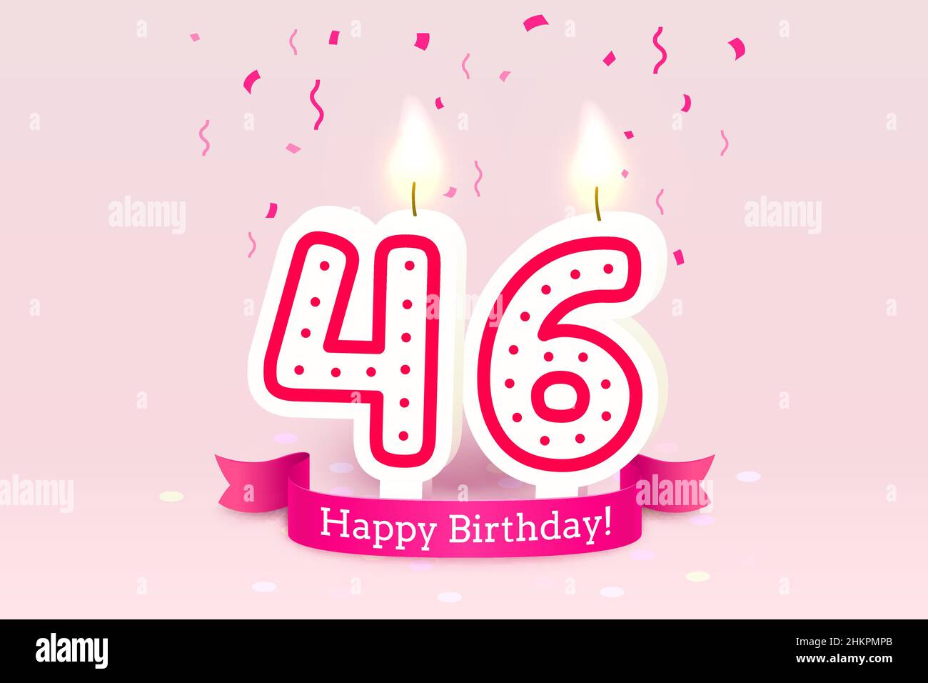 Happy Birthday years. 46 anniversary of the birthday, Candle in the ...
