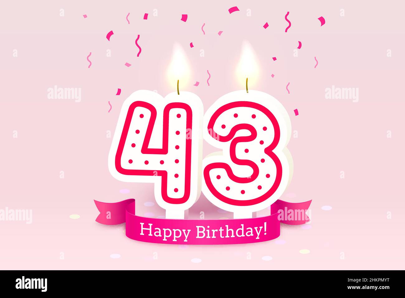 Happy Birthday years. 43 anniversary of the birthday, Candle in the ...