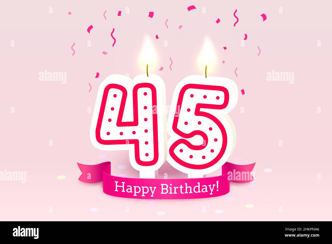 Happy Birthday years. 45 anniversary of the birthday, Candle in the ...