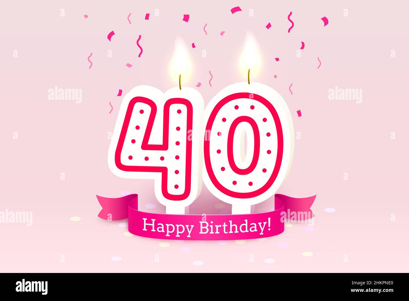 Happy Birthday years. 40 anniversary of the birthday, Candle in the ...