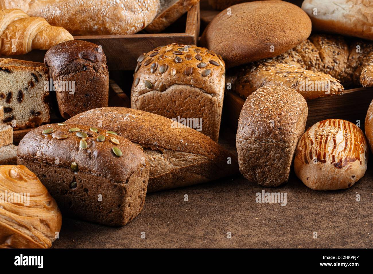 Closeup on assorted variety of bread Stock Photo - Alamy