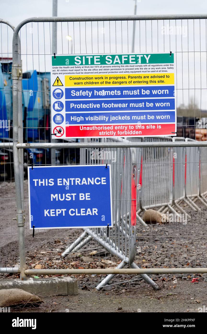 Construction site health and safety message rules sign board signage on ...