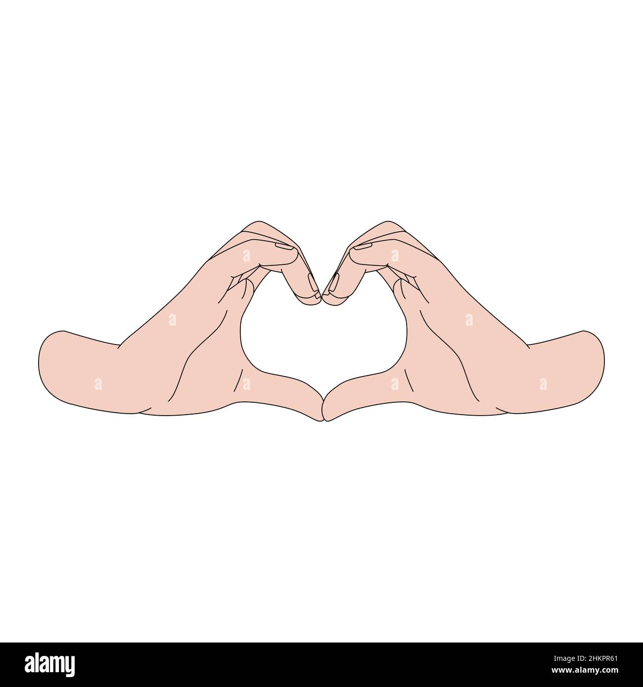 Vector illustration of a heart-hand symbol isolated on white background ...