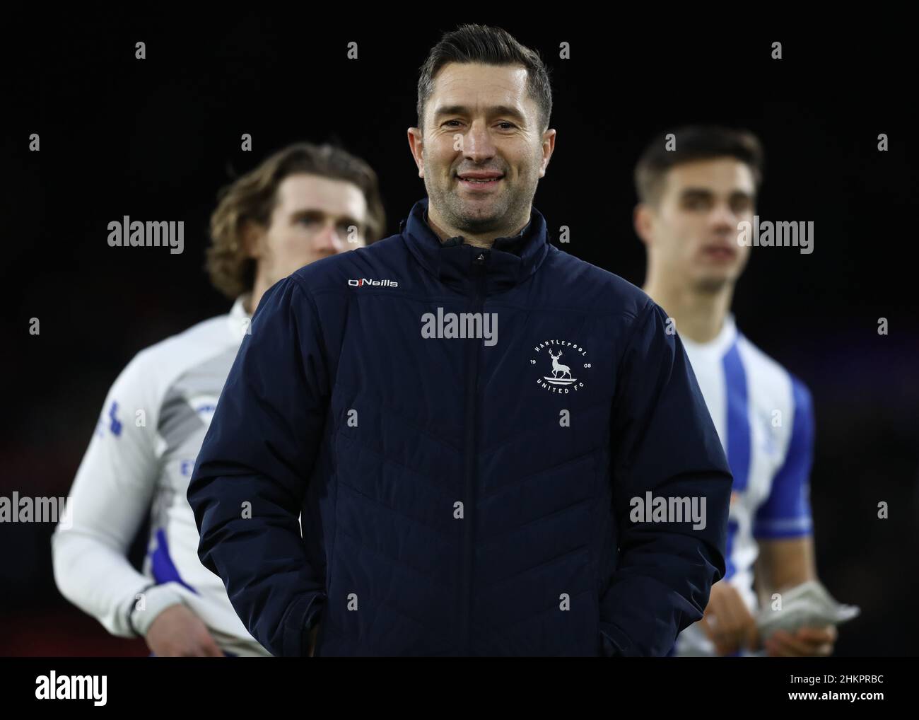 London, England, 5th February 2022. Graeme Lee, Manager of Hartlepool ...