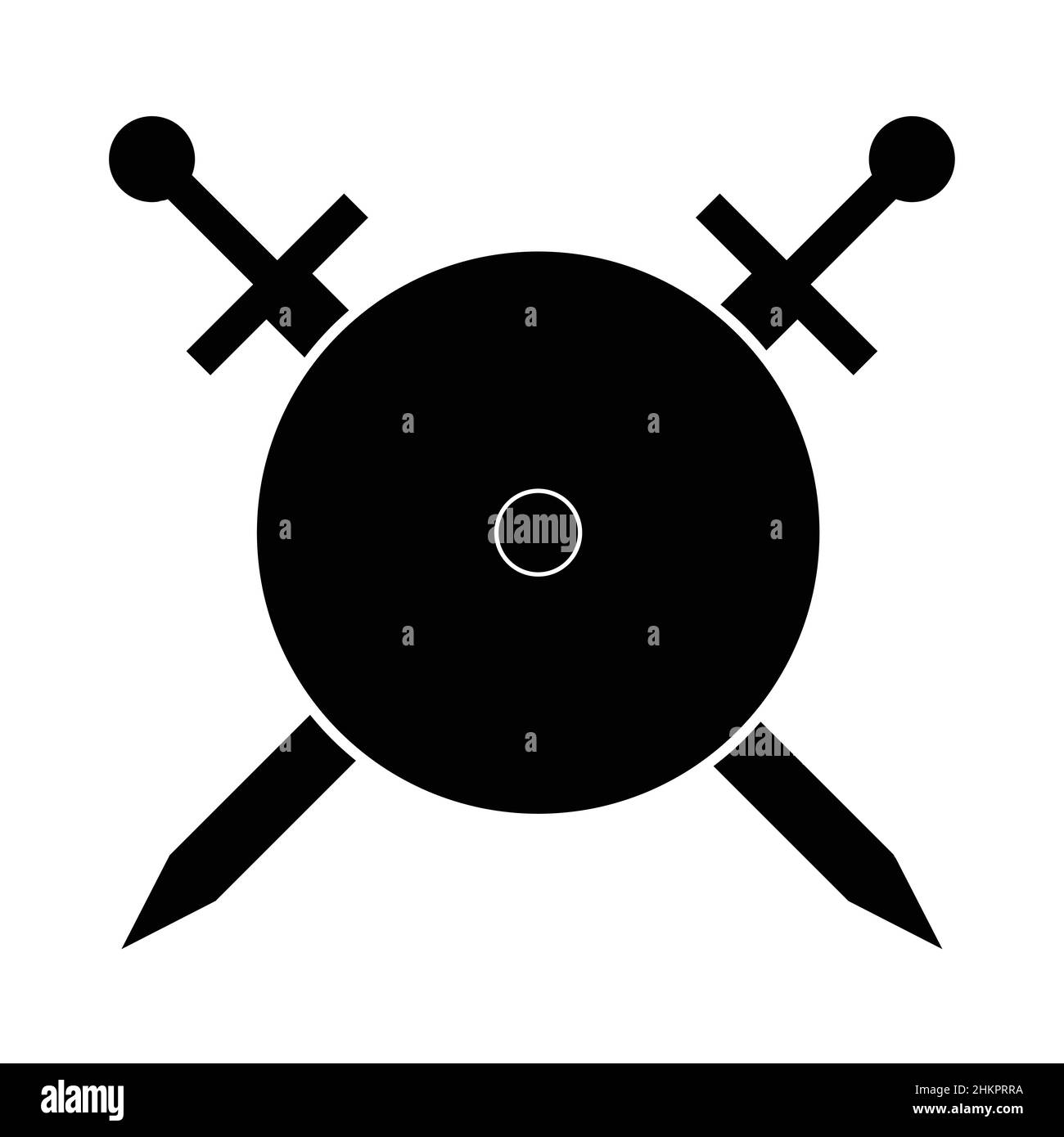 Round shield with 2 swords black icon Stock Vector Image & Art - Alamy