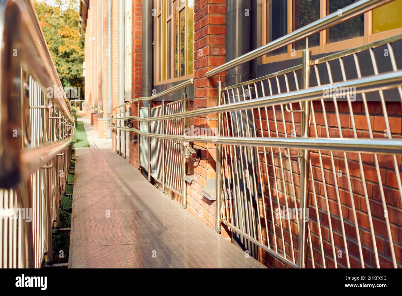 Wheelchair ramp for disabled person. Handicap accessible ramp with ...