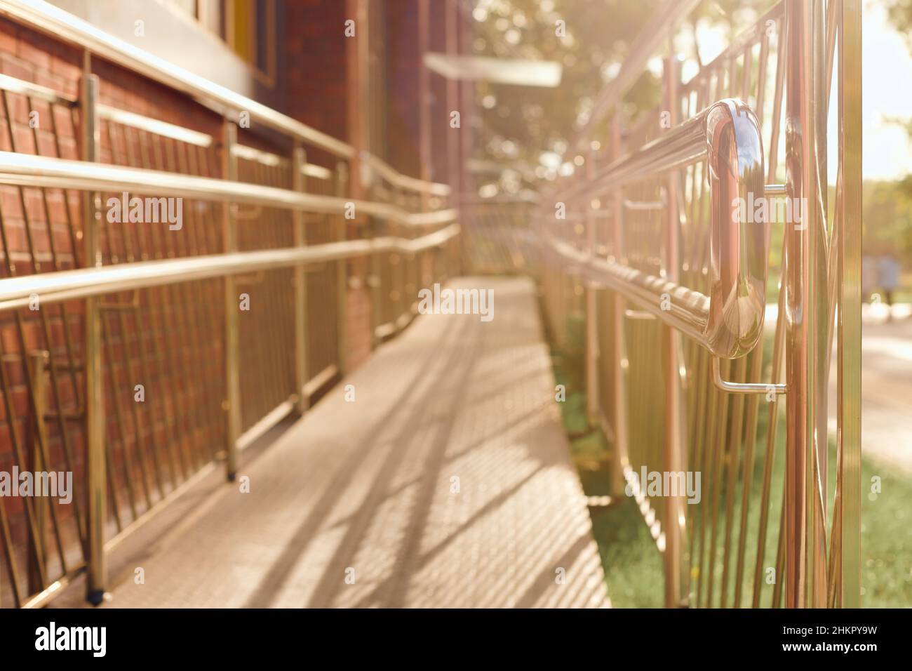 Wheelchair ramp for disabled person. Handicap accessible ramp with ...