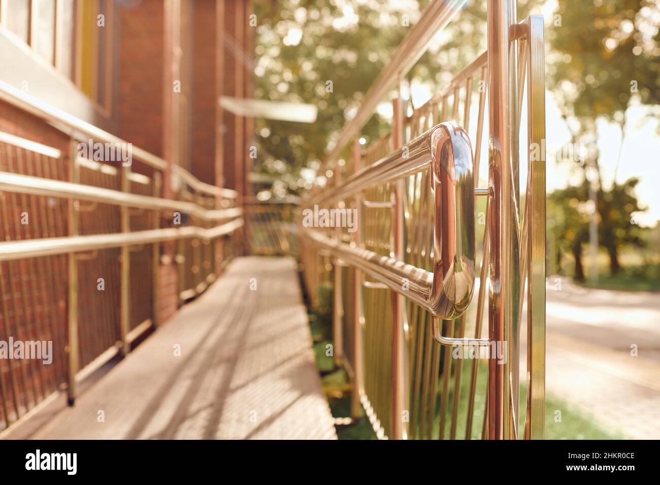 Wheelchair ramp for disabled person. Handicap accessible ramp with ...