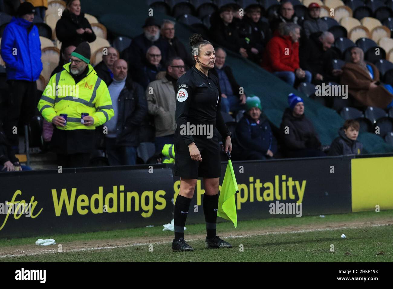 Lineswoman Lisa Rashid has projectiles thrown at her by the Sheffield ...