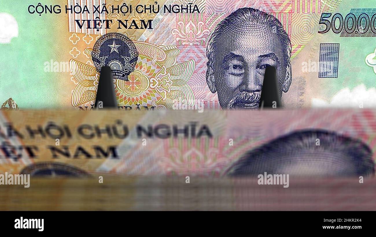 Vietnamese Dong money pack 3d illustration. VND banknote bundle stacks ...