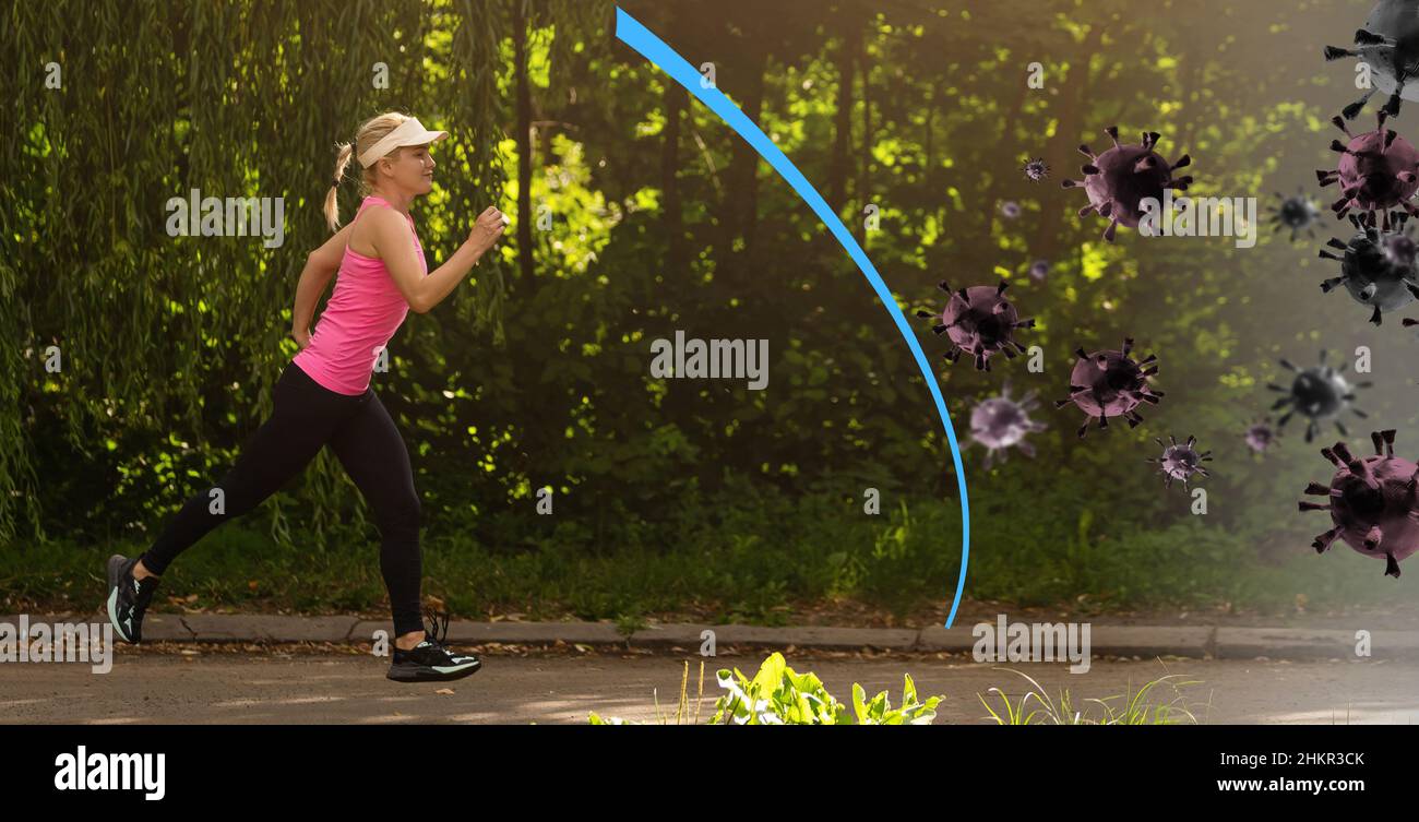 Portrait of young beautiful woman with virtual barrier to protect ...