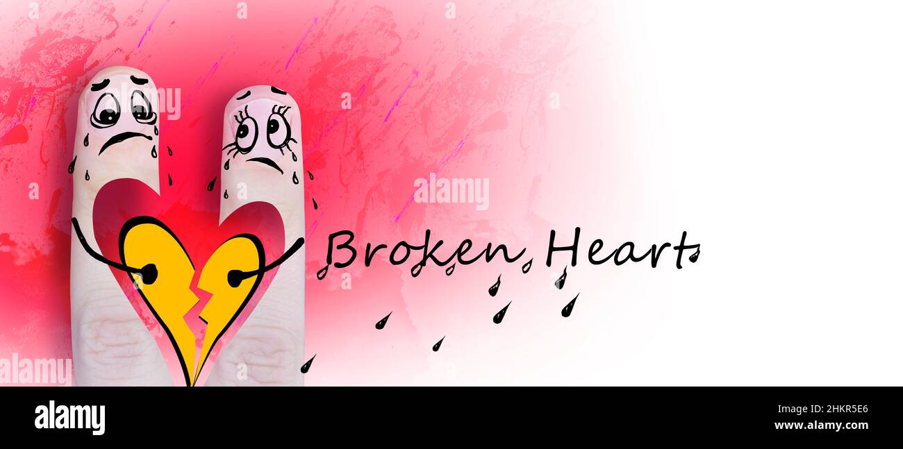 Heartbreak concept with broken heart. Separation and divorce. 3d ...